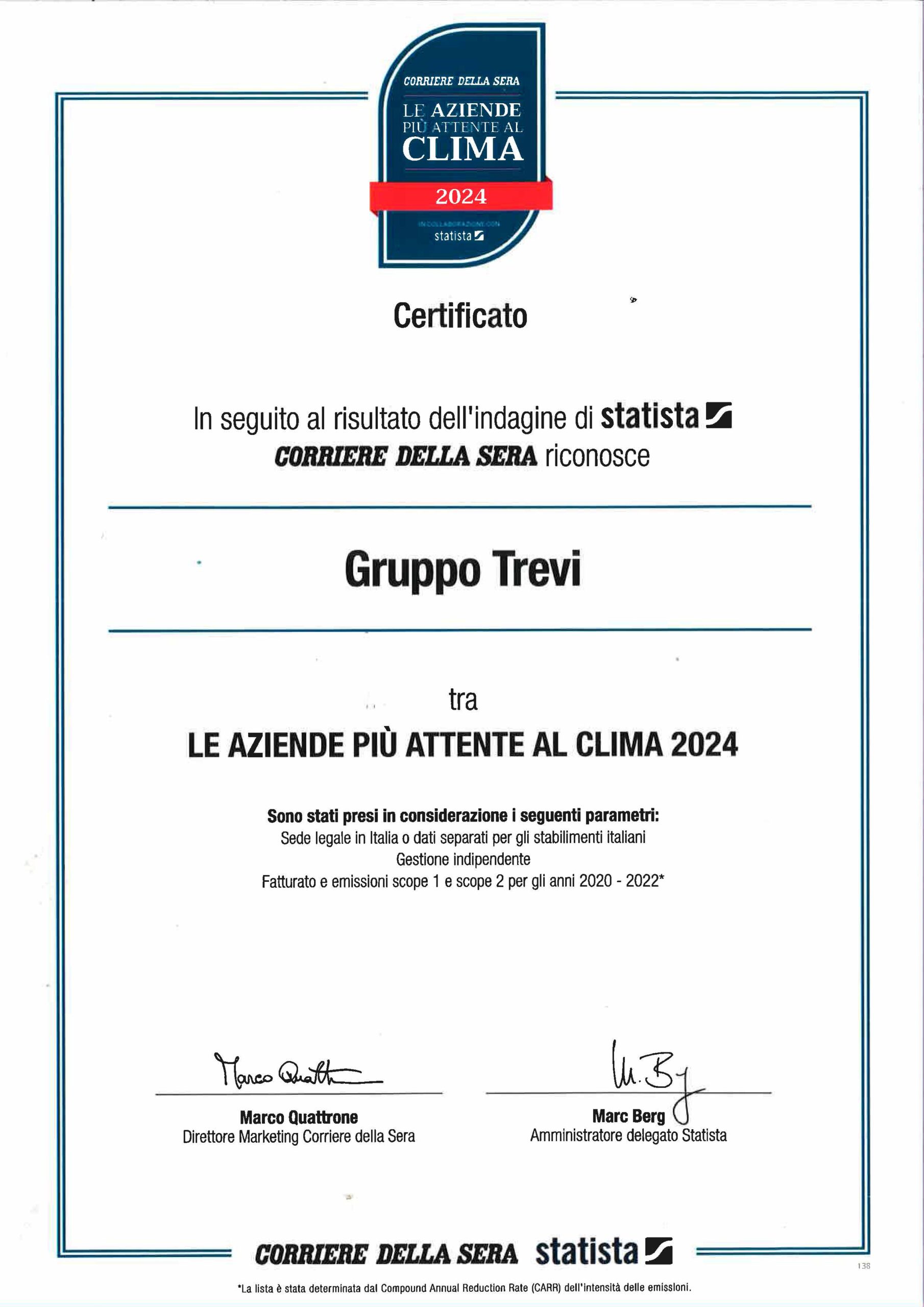 The Trevi Group reconfirmed among The companies most attentive to the ...